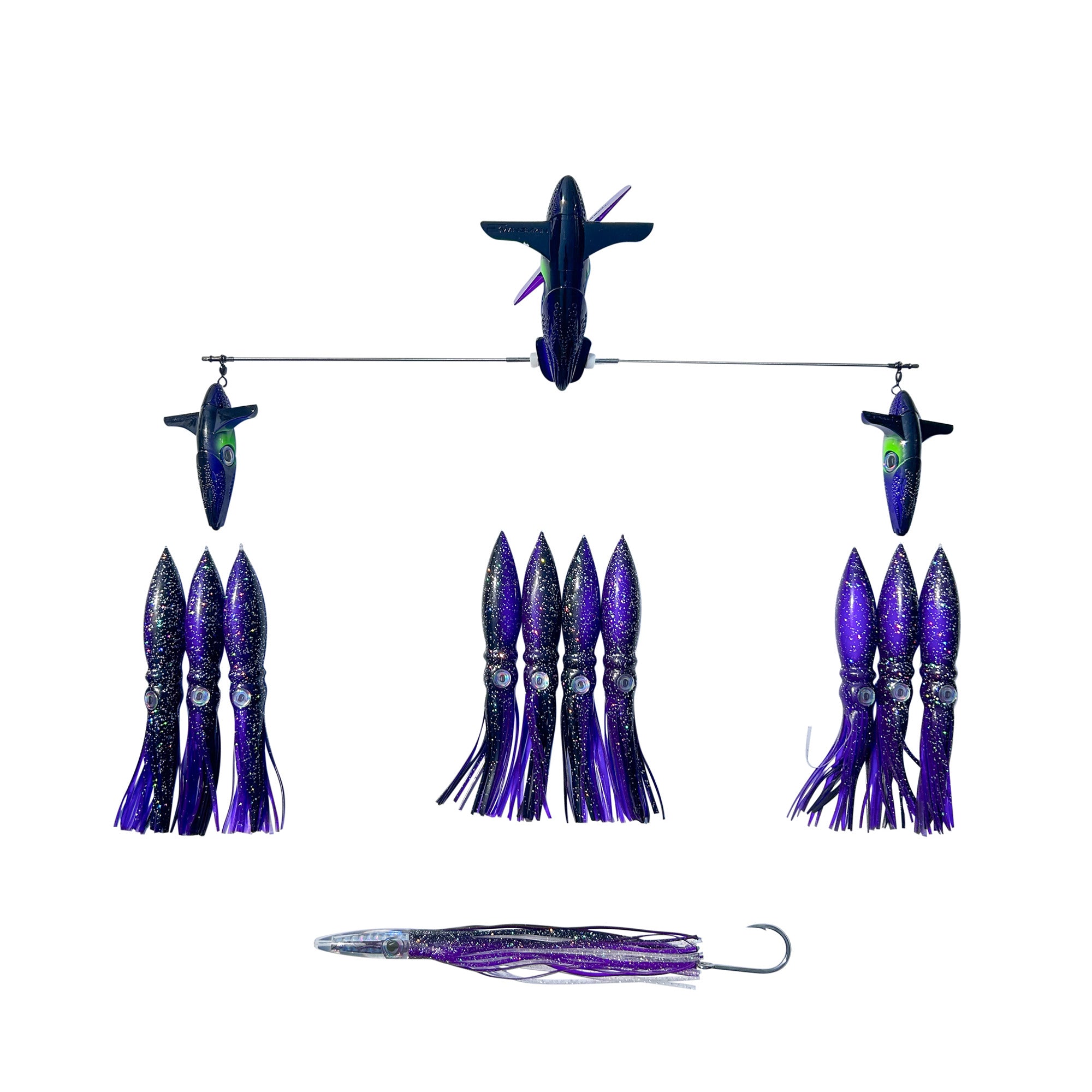 Chatter Lures 24" Wingman Side Tracker with 9" Floating Shell Squid ...